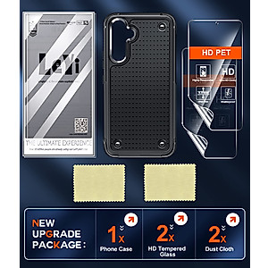 LeYi for Samsung Galaxy A54 5G Case, Samsung A54 5G Case with [2 Pack] Screen Protectors, Shockproof Heavy Duty Dual Layer Protective Hard PC Textured Back & Soft Bumper Case for Galaxy A 54 5G, Black