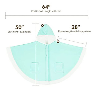 Degrees of Comfort Angel Wrap Wearable Hooded Blanket | Sherpa Lining Poncho Blanket with Hood and Pockets | Soft Plush Fleece Throw Blanket Cape | Cozy Blanket Shawl for Adults/Women Gift, Sky Blue