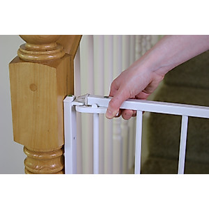 Regalo Extra Tall and Wide 2-in-1 Stairway and Hallway Wall Mounted Baby Gate, Bonus Kit, Includes Banister and Wall Mounting Kit