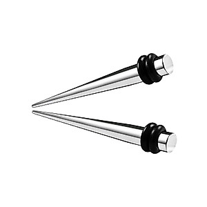 BanaVega 2PCS Stainless Steel 4g 5mm Flesh Black O-Rings Ear Taper Stretcher Gauges Earring Piercing Jewelry 5274