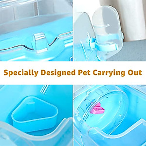 Misyue Portable Carrier Hamster Carry Case Cage with Water Bottle Travel&Outdoor for Hamster Small Animals (Blue)