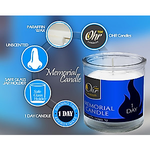 Ohr Candles Yahrzeit Memorial Candles - 1 Day Yahrzeit Candle - Yartzeit Candles 24 Hour Yom Kippur Jewish Candles in Glass Tumbler - 6 Pack