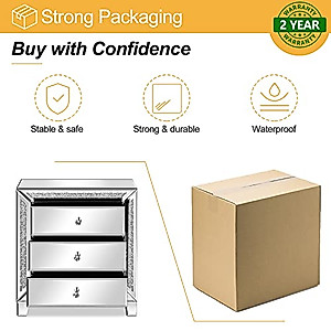 VINGLI Mirrored Nightstands Set of 2 Modern Bedside Table 3 Drawer Glass Side End Table Silver Dresser for Bedroom, 23”L x 13.8”W x 24.3”H