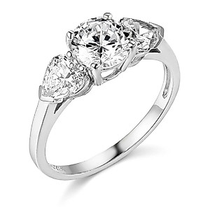 The World Jewelry Center .925 Sterling Silver Rhodium Plated Wedding Engagement Ring - Size 7