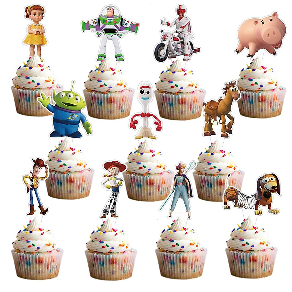 24PCS Toy Party Cupcake Toppers For Children Birthday Party Cake Decorations Party Supply