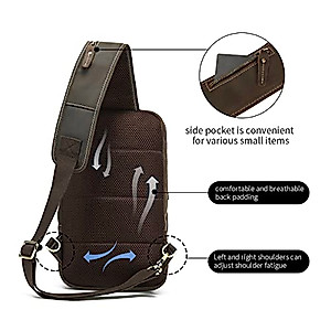 Hespary Leather sling bag crossbody shoulder backpack daypacks for men travel hiking fit 12.9" ipad
