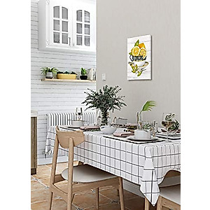 SUMGAR Lemon Wall Art Farmhouse Yellow Kitchen Wall Decor Fruit Summer Paintings Lemon Tea Cup with Flower Pictures Artwork Living Room Dining Room Pantry 12 x 16 in