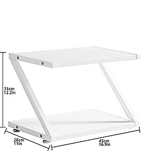 infini Printer Stand Multi-Purpose Desktop Organizer Printer Storage Rack and Shelf 2-Layer Desktop Storage Shelf Desktop Printer Stand with Paper Storage Very Suitable for Home or Office (White)
