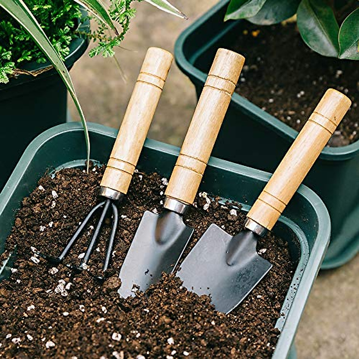 Diligent Farmer Mini Garden Tool Set, 3 Piece Hand Suit Small Shovel/Rake/Spade Ideal for Men and Women