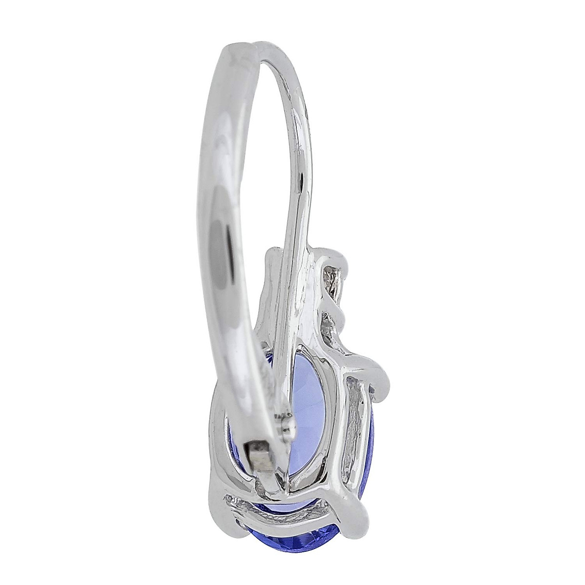 Gin & Grace 10K White Gold Natural Diamond (I1,I2) & Genuine Tanzanite Lever Back Earring for Women