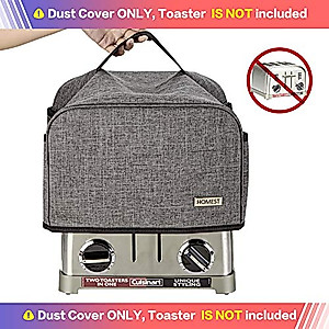 HOMEST Toaster Dust Cover with Pockets Compatible with Cuisinart 4 Slice Toaster, Can Hold Jam Spreader Knife & Toaster Tongs, Dust and Fingerprint Protection, Grey(Cover only)