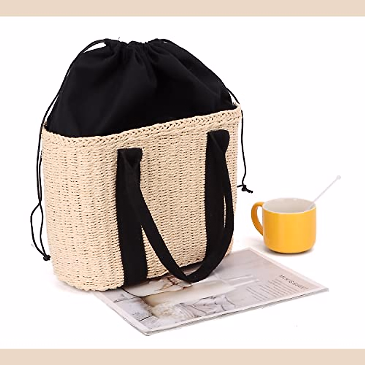 Ynport Women Large Straw Tote Bag Summer Beach Handles Handbag Handwoven Hobo Shoulder Bags Purse for Travel Shopping