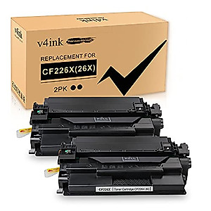 V4INK 2-Pack Compatible 26X Toner Cartridge Replacement for HP 26X CF226X 26A CF226A Toner High Yield Black Ink for HP Pro M402n M402dn M402dne M402dw MFP M426fdw M426fdn M426dw M402 M426 Printer