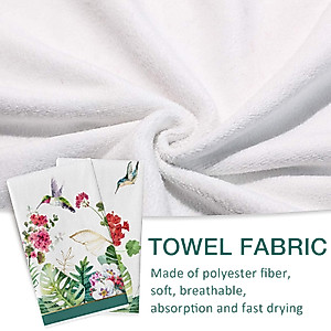 Seliem Summer Hummingbird Geranium Flower Bird Kitchen Dish Towel 2 Pack, Tropical Palm Leaf Monstera Plant Floral Hand Drying Baking Cloth, Spring Botanical Greenery Green Decor Home Decoration 18x26