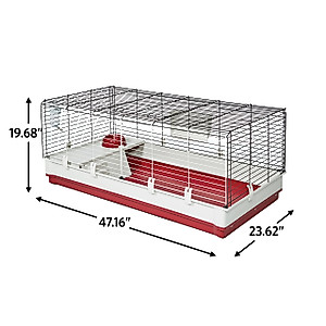 Midwest Homes for Pets Deluxe Rabbit & Guinea Pig Cage, X-Large, White & Red