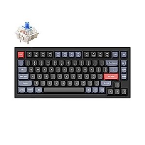 Keychron Q1 RGB Wired Custom Mechanical Keyboard, QMK/VIA Programmable Macro with 75% Layout Hot-swappable Gateron G Pro Blue Switch Double Gasket Compatible with Mac Windows Linux (Black) -Version 2