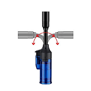 Torch Lighter 360° Rotation Adjustable Single Jet Flame, Flexible Refillable Lighter for Hob Stove Oven Fireplace Grills BBQ Outdoor (Butane No Included) (Black,One Size)