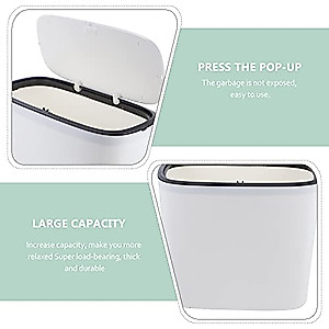 Hemobllo Car Trash Bin Household Narrow Trash Can Push- Type Trash Bin, Rubbish Storage Container Kitchen Tight Trash Can Trash Bin with Lid for Bathroom Bedroom Kitchen Office Bathroom Garbage Bin