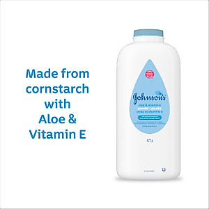 Johnson's Baby Powder, Naturally Derived Cornstarch with Aloe & Vitamin E for Delicate Skin, Hypoallergenic and Free of Parabens, Phthalates, and Dyes for Gentle Baby Skin Care, 15 oz