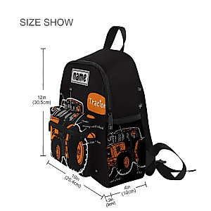 Glaphy Custom Kid's Name Backpack Tractor Toddler Backpack for Daycare Travel Personalized Name Preschool Bookbag for Boys Girls