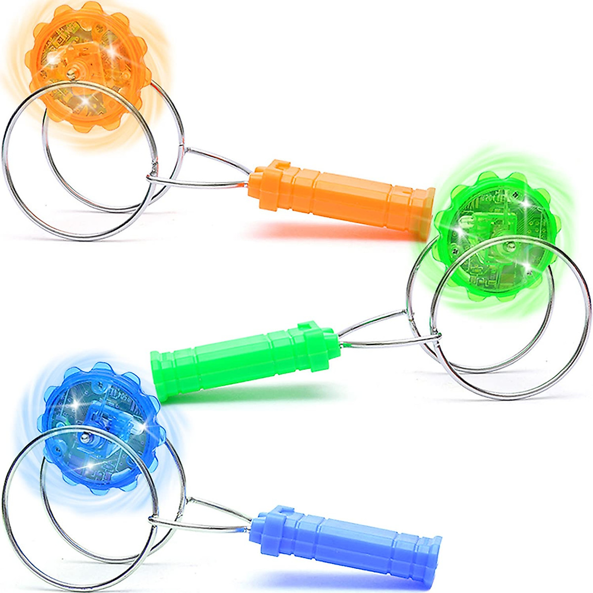 Easter Basket Stuffers Gifts for Kids 3pcs Light Up Gyro Wheel Toy Stocking Stuffers for Kids Teens & Adults, Magic Rail Twirler Magnetic Yoyo Fidget Spinner Toys for Ages 3-5 8-12 Year Old Boys Girls