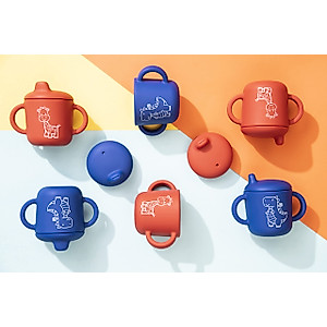 BAYBEE Silicone Sippy Cup with Handles & Spout Lid | Toddler Training & Transition Cup | Kids Feeding Straw Cup | No Spill Leak Proof Cups for Baby Infant Child | 5 Oz | 6 Months +