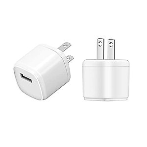 2-Pack USB Wall Charger Plug,5V/1A Charger Block Cube Compatible with iPhone,iPod,Watch,Headset(2 Pack)