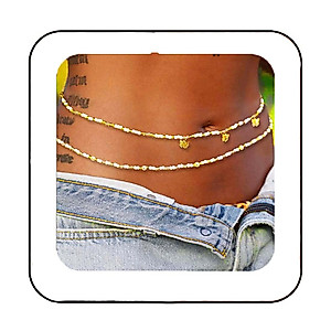 Cosydays Elastic Waist Bead Belly Chain Butterfly Body Beaded African Belly Beads Accessories for Women