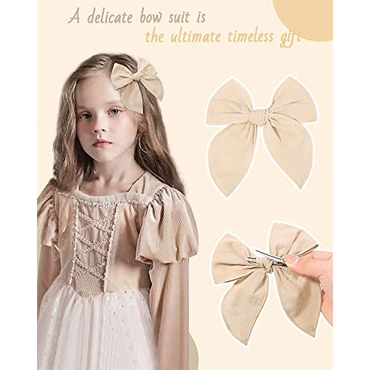 doboi 20PCS Fable Bows 4.5 Inch Hair Bows Clips Baby Girls Hair Clips Cotton Linen Bows for Girls Solid Color Hair Accessories for Baby Toddlers Kids