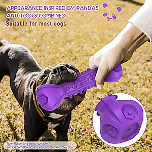 Wonfly Indestructible Dog Chew Toys, 8inch Dog Squeak Toys for Large Dogs Aggressive Chewers, Natural Rubber Dog Interactive Dog Toys for Medium Large Dogs, Boredom Puzzle Feeder (Purple)