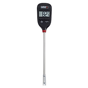 Weber Instant Read Meat Thermometer,1.3 In. W. x 0.3 In. H. x 8 In. L, Black/Silver