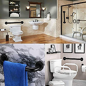 16 Inch Stainless Steel Shower Grab Bar,ZUEXT Oil Rubbed Black Shower Handle,Bathroom Balance Bar,Safety Hand Rail Support Bar for Handicap Elderly Injury,Senior Assist Bar,Wall Concealed Mount Handle