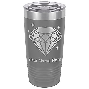 LaserGram 20oz Vacuum Insulated Tumbler Mug, Diamond, Personalized Engraving Included (Gray)