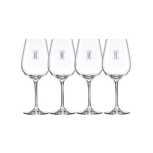 Lenox Personalized Tuscany Pinot Grigio Wine Glasses, Set of 4 Custom Engraved Crystal Wine Glasses for Pinot, Riesling, Chardonnay, Sauvignon Blanc and More
