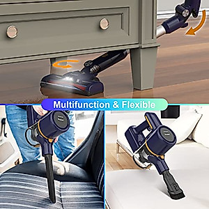 POWEART Cordless Vacuum Cleaner, 6 in 1 Multifunction Cordless Stick Vacuum, 2200mAh Vacuum Cleaner Rechargeable, Lightweight Vacuum Cleaner Hardwood Floor Pet Hair Home - Deep Blue