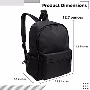 joyibay Backpack for Adults, Black Lightweight Bag for Daily Essentials, Waterproof Casual Backpack for Adults
