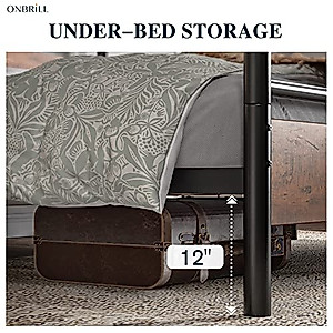 ONBRILL King Size Metal Bed Frame with Curved Wooden Headboard and Footboard, Mattress Foundation Platform Bed Frame with Under Bed Storage, No Box Spring Needed, Modern, Sanders