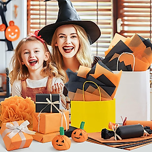 Simetufy Orange Tissue Paper for Gift Bags, 60 Sheets 20 x 26 Inches Black Tissue Paper Gift Wrapping, Tissue Paper Bulk for Fall, Halloween, Thanksgiving, Birthday, Holiday Decor and DIY Crafts