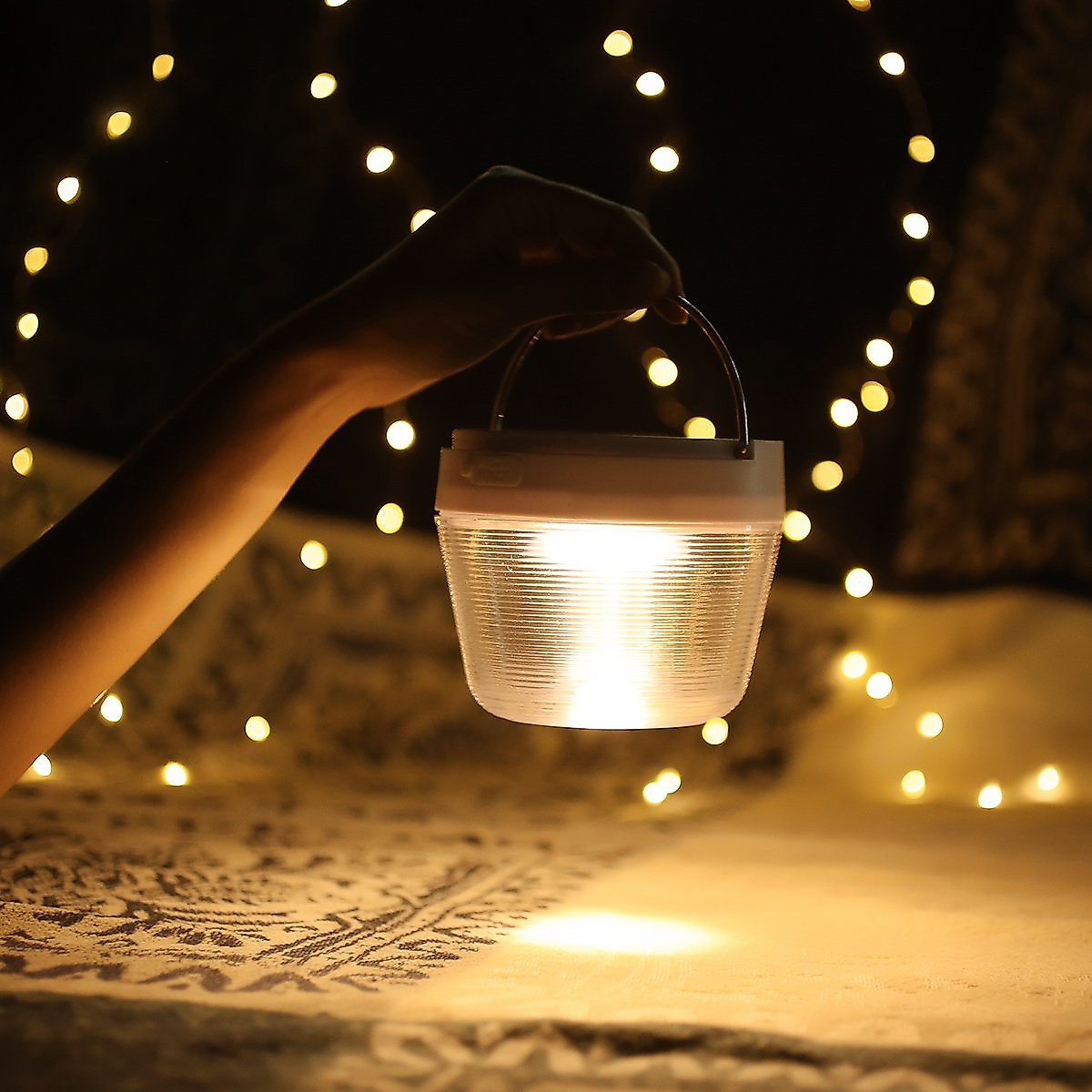 Lighting EVER Solar LED Camping Lantern, Portable Table Lamp, RGB Storage Box, USB Rechargeable Tent Light for Outdoor, Hiking, Fishing, Emergency and More