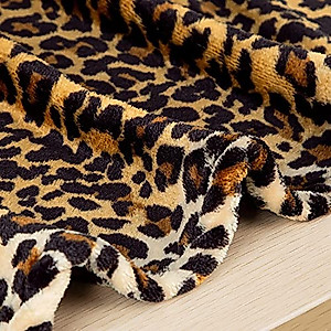 MACEVIA Flannel Fleece Throw Blanket for Couch Leopard Print Blanket Fuzzy Cozy Comfy Super Soft Fluffy Plush Cheetah Blanket for Bed Sofa 260GSM (Brown Leopard,50x60inches)