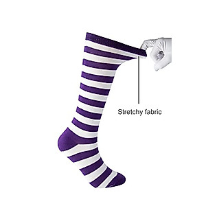 Cerebro Knee High Socks for Kids Stripes Girls Cotton Calf Athletic Tube Socks,SOCKS (1Pairs 10-15Y, 1Pairs black) …