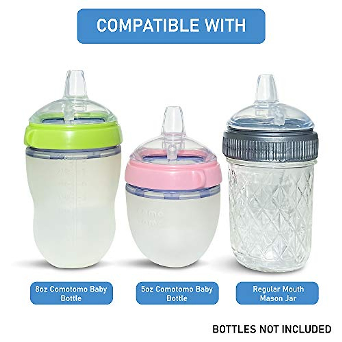 Sippy Spout Nipples for Comotomo Baby Bottle | 2-Count | Soft Spout | Food Grade Silicone | Spill-Proof (Variable Flow)