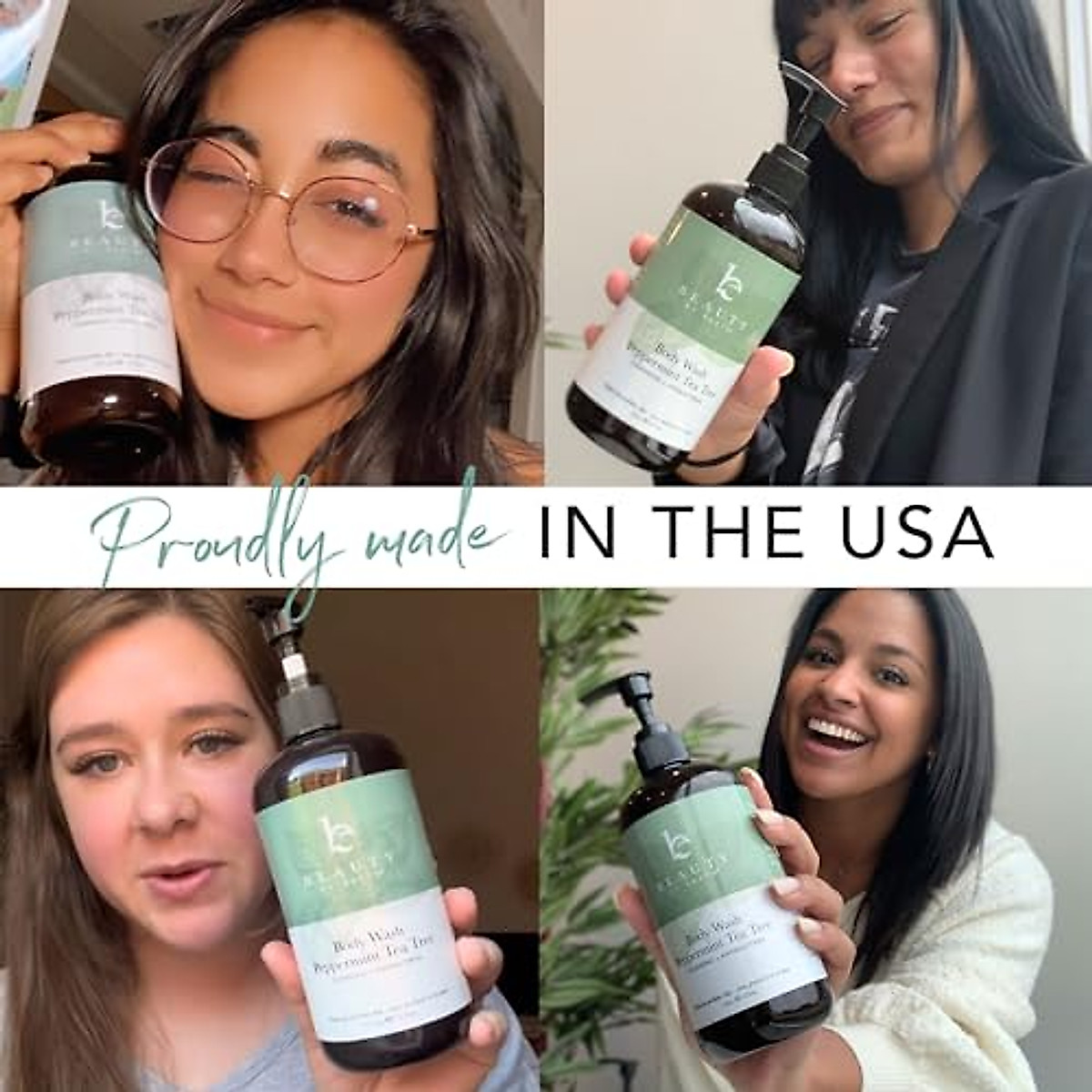 Peppermint Tea Tree Body Wash - USA Made with Organic and Natural Ingredients, Moisturizing Shower Gel, Gentle & Non Toxic Daily Wash for Oily & Acne-Prone Skin, Vegan Body Cleanser for Women and Men