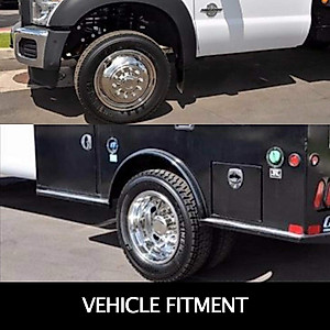 VEVOR Stainless Steel Front And Rear Wheel Simulators 19.5 Inch 10 Lug Wheel Simulator 4PCS of Hand Hole Hubcap Kit Compatible With 2005-2021 Ford Super Duty F450 - F550 10 Lug Dually Trucks Only