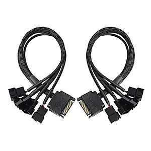XMSJSIY SATA to 3 Pin 4 Pin Fan Adapter,15pin SATA to 4 x 3 pin / 4 Pin 12V PC Case Fan Splitter Extension Power Cable Adapter-28cm-2pcs