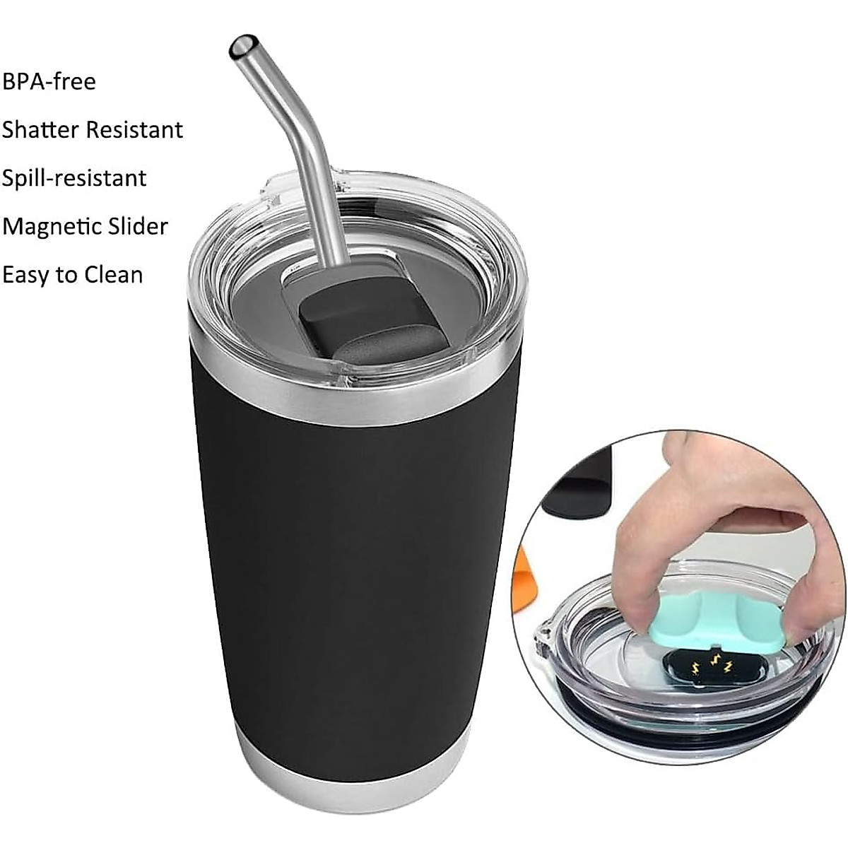 4 Pack 20 oz Replacement Lid for Yeti Lids with 4 Magnetic Slider Replacement, Magnetic Replacement Lids Compatible with Yeti 20 oz Tumbler Lid, Rambler or Old Style Rtic Coffee Tumbler