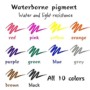 Piochoo Calligraphy Pens,10 Refill Colors Brush Markers Hand Lettering Pens for Beginners, Hand Writing, Drawing, Sketching, Journaling, Illustrations