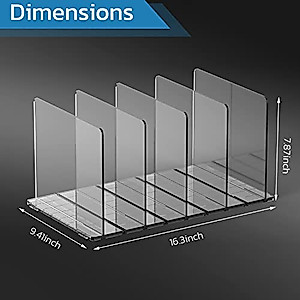 Noleja Purse Organizer for Closet, Clear Shelf Dividers,Adjustable Acrylic Shelf Divider for Clothes Purses Handbag Closet Organizer, Adjustable for Bedroom,Acrylic Bookshelf