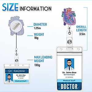 Cardiac Badge Reel Holder Retractable with ID Clip for Nurse Nursing Name Tag Card Heart Anatomy Nursing Student Doctor RN LPN Medical Assistant Work Office Alligator Clip Badge Accessories