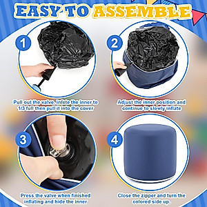 Simgoing Flexible Inflatable Ottoman 12 x 10 Inch Round Footstool Portable Outdoor Indoor Ottoman Foot Rest Seating Inflatable Footrest with Pump for Patio, Garden, Camping, Home, Classroom